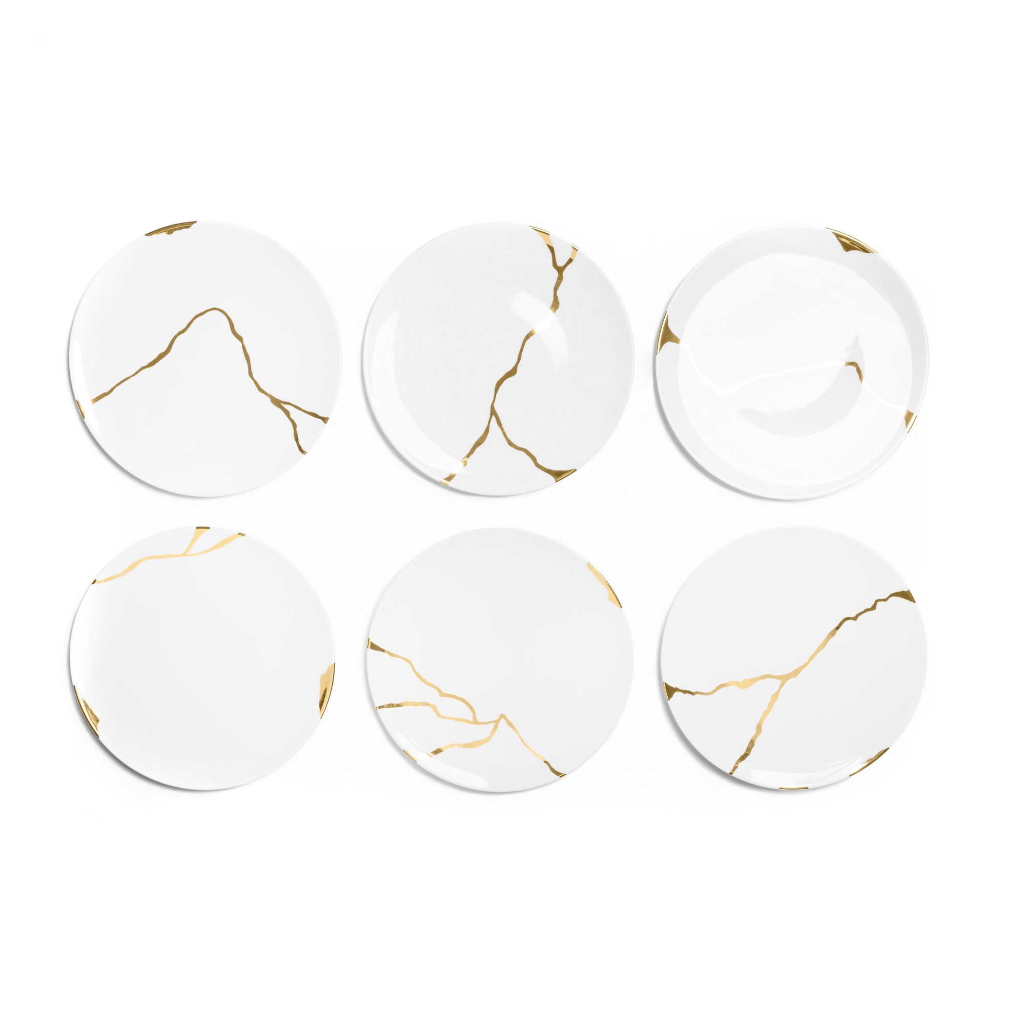 Kintsugi Collection Fine Bone China Porcelain Dinner Plates Set Of 6 Kintsugi Collection Fine Bone China Porcelain Dinner Plates Set Of 6